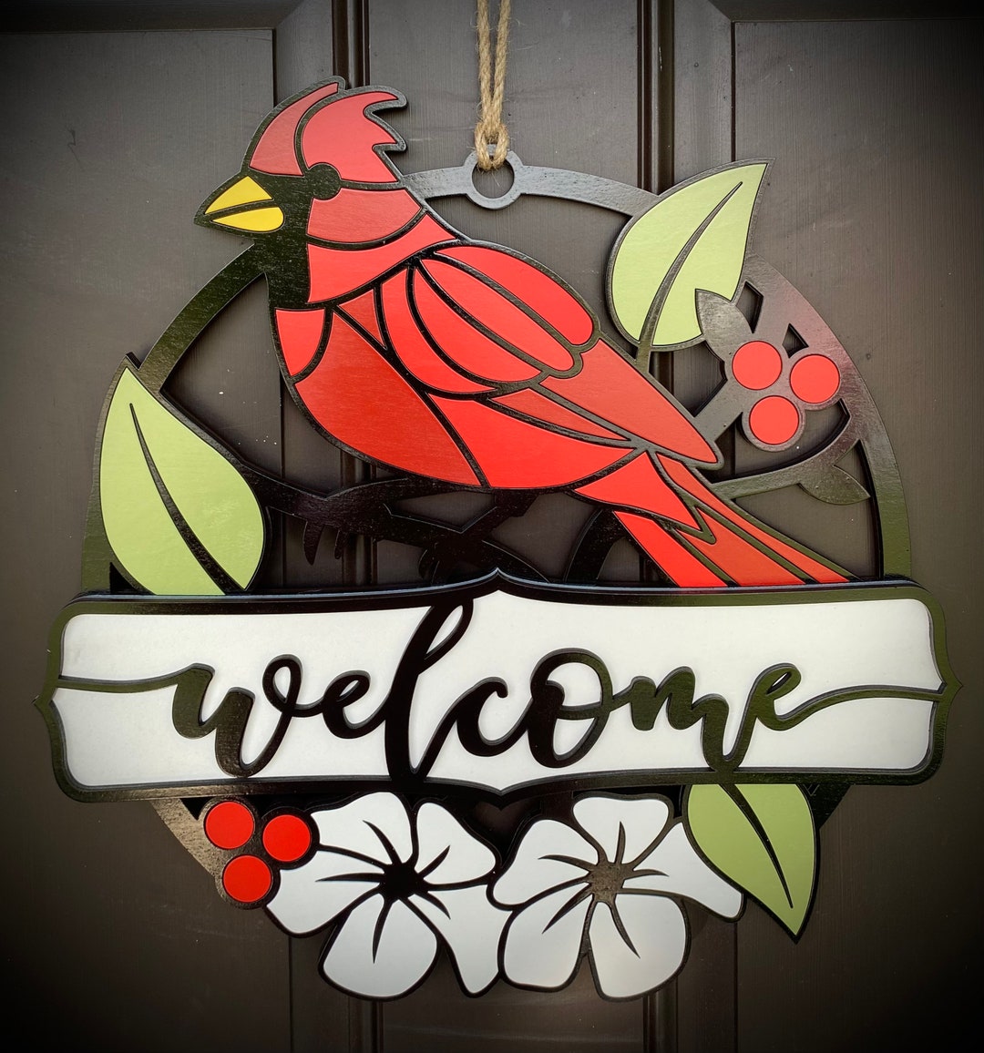 Beautiful Cardinal-themed Round Welcome Sign/door Hanger, Perfect for ...