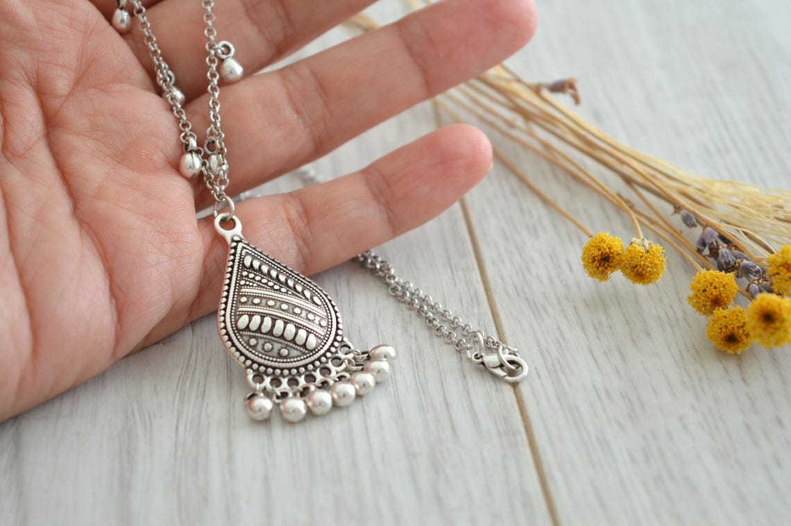 Bohemian Turkish Chandelier Pendant Necklace, Teardrop Pendant Necklace ...