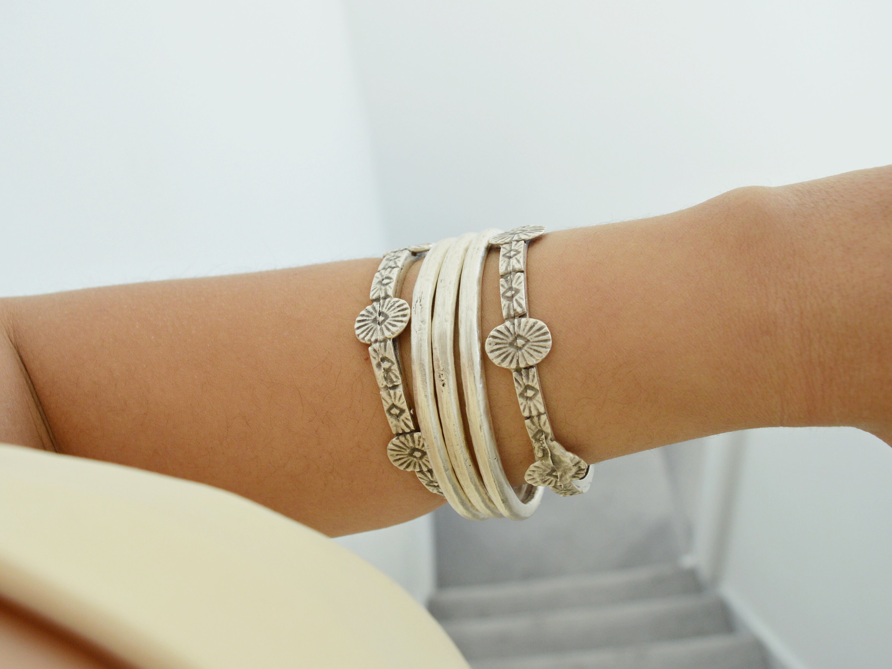 Antique Silver Thick Engraved SUN Bangle Cuff Circle Round | Etsy