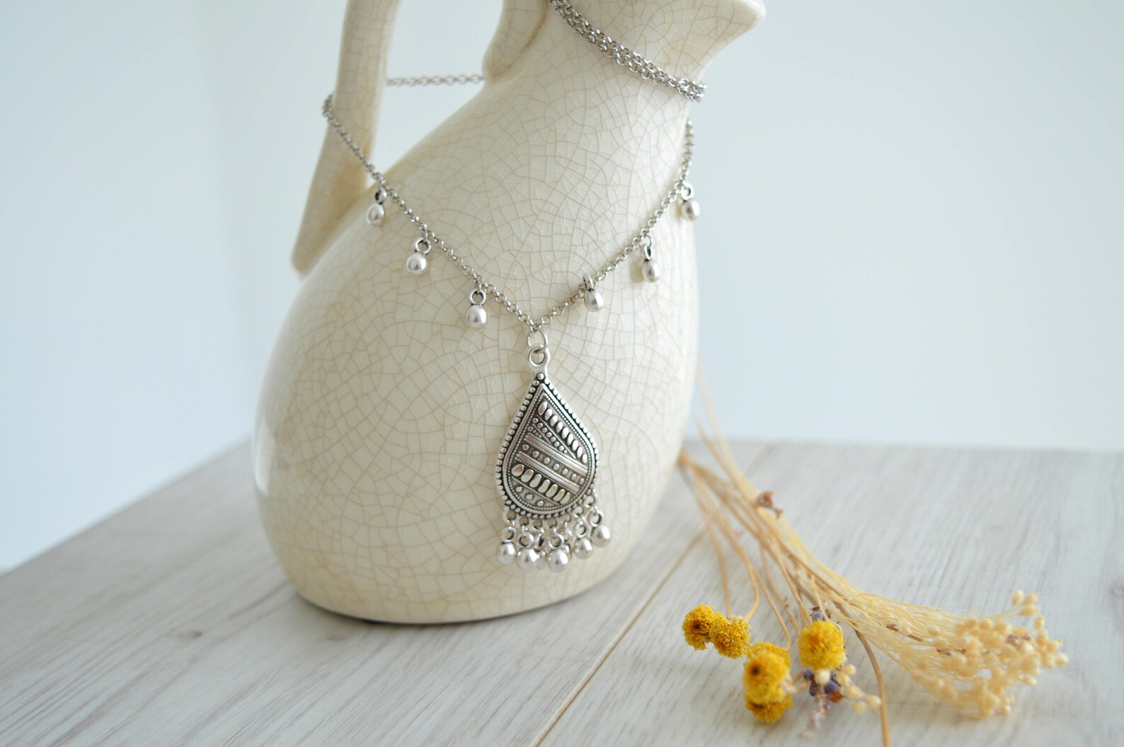 Bohemian Turkish Chandelier Pendant Necklace, Teardrop Pendant Necklace ...