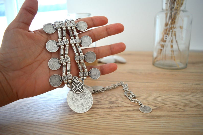 Bohemian Gypsy Nomad Coin Statement Necklace Ethnic Tribal | Etsy UK