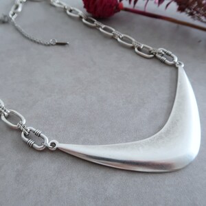 Silver V SHAPE Connector Necklace Torque Style Statement Collar ...