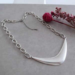 Silver V SHAPE Connector Necklace Torque Style Statement Collar ...