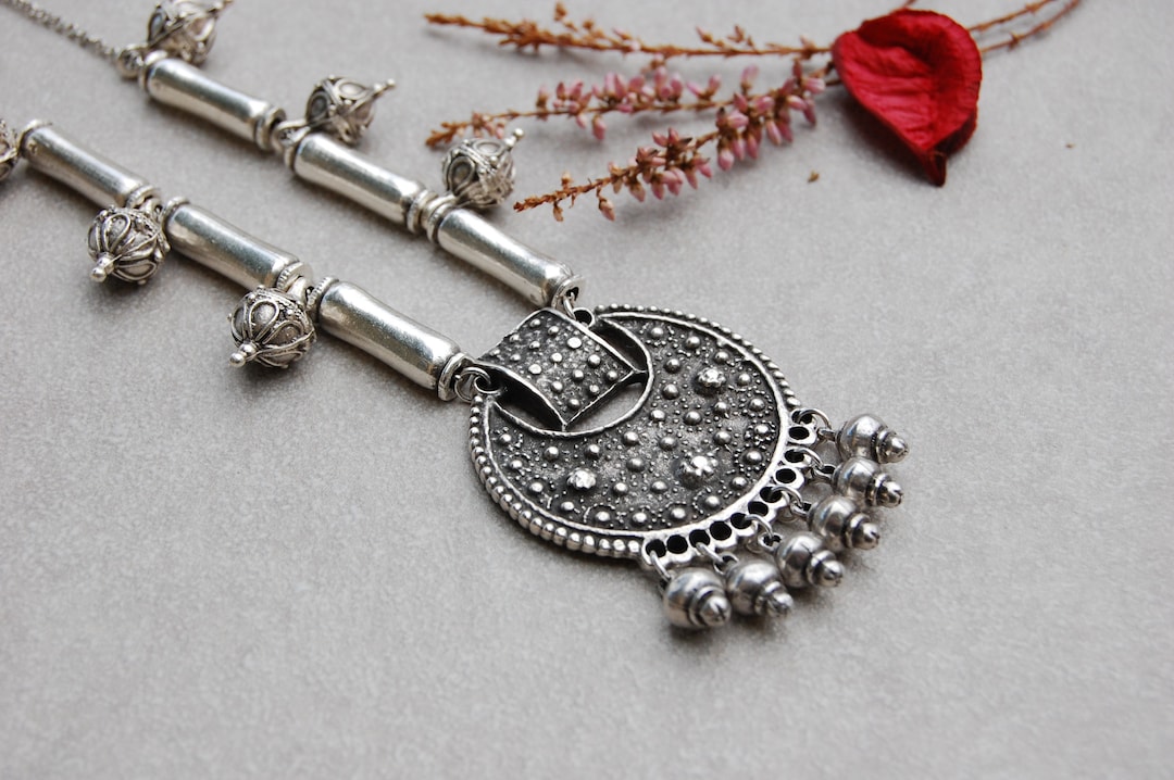 Antique Silver Moroccan Berber Shield Necklace, Boho Gypsy Nomad ...