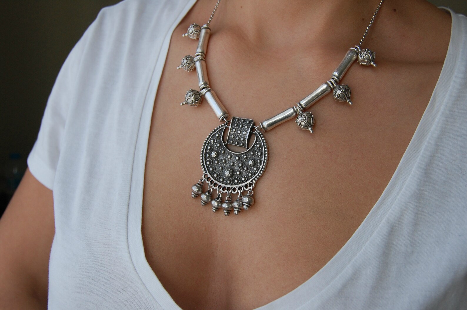 Antique Silver Moroccan Berber Shield Necklace Boho Gypsy | Etsy UK