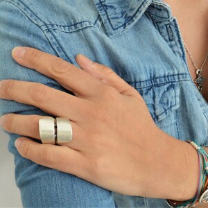 Silver Two Carved Parallel Lines Ring, Unique Abstract Ring, Boho ...