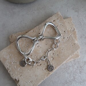 Chunky Silver Connected Cuff Bracelet: Adjustable Unisex Statement ...