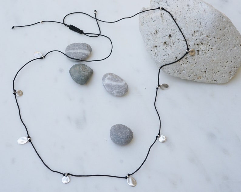 SET of THREE Silver & Black Hammered Coin Necklaces Charm | Etsy