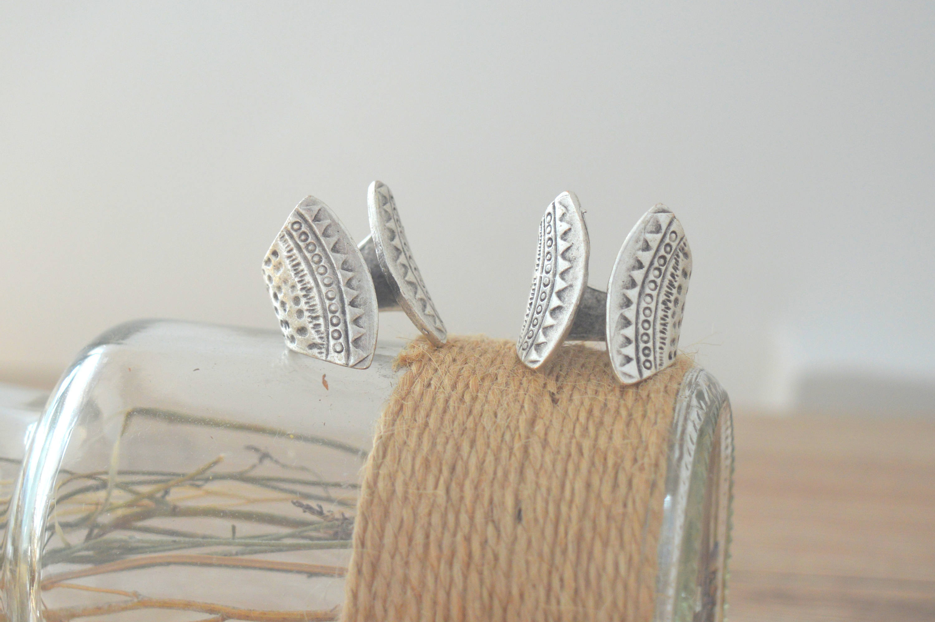 Bohemian Silver Engraved Shield Design Ring Silver Statement | Etsy UK