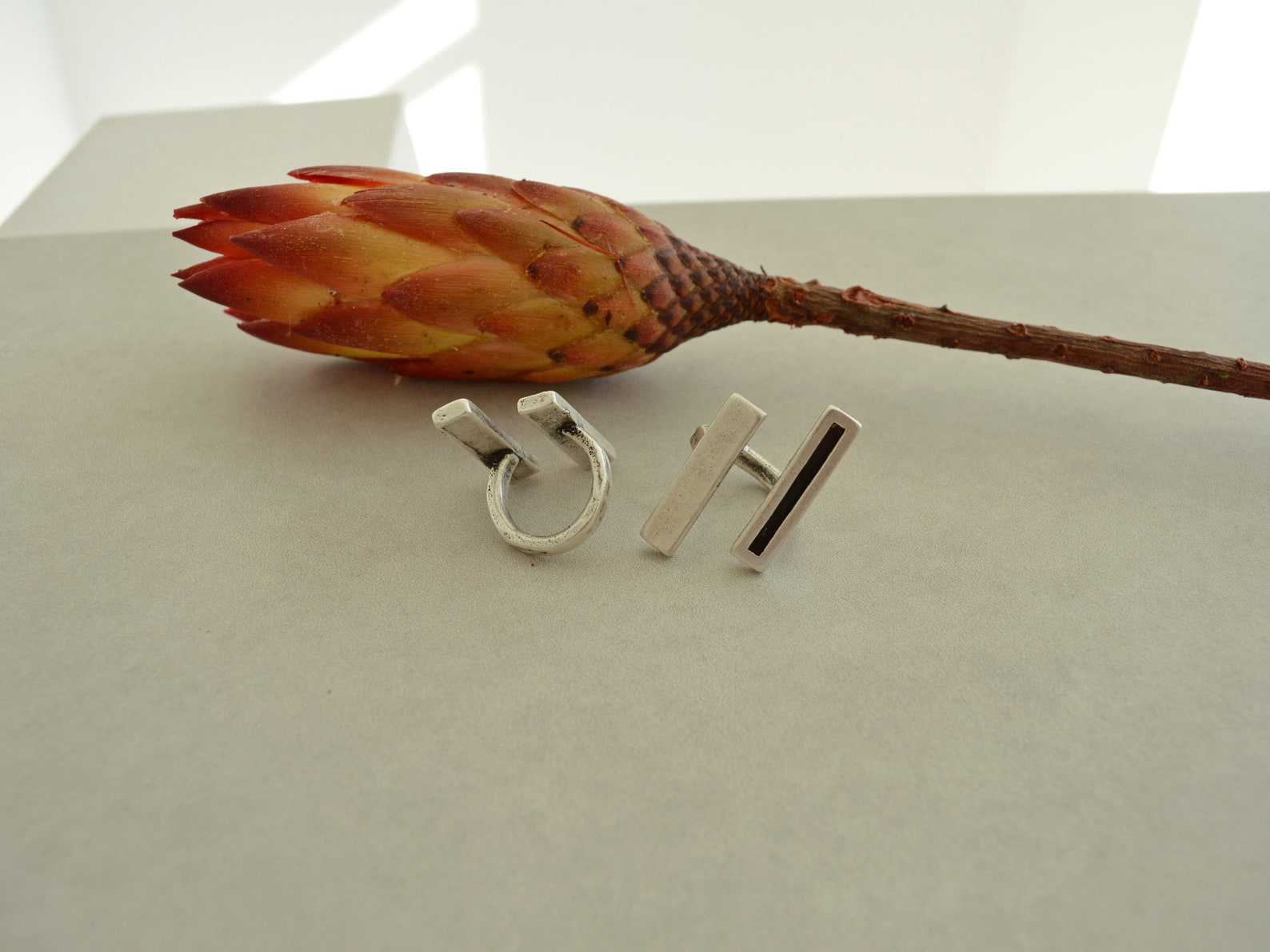 Silver Two Vertical PARALLEL LINES Ring Unique Hammered | Etsy