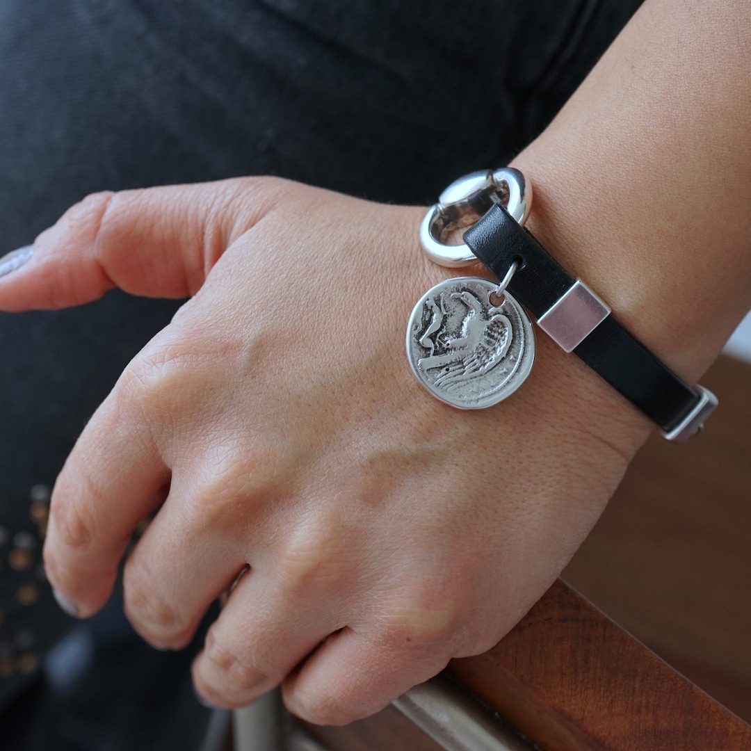 Silver Half Metal Stirrup Snaffle With Black Leather Bracelet Modern ...