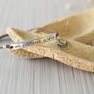 Antique Silver MOTTO Engraved Cuff, Stacking Wristband Personalized ...