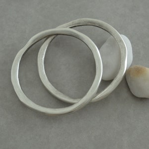 Bohemian Silver Thick ROUND HAMMERED Bangle Cuff, Circle Shaped ...