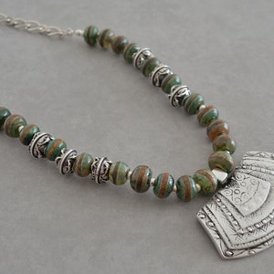 Bohemian Khaki Tibetan Dzi Beaded Silver ORTHOGONAL Shield - Etsy UK