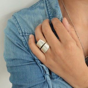 Silver Two Carved Parallel Lines Ring, Unique Abstract Ring, Boho ...