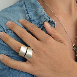 Silver Two Carved Parallel Lines Ring, Unique Abstract Ring, Boho ...
