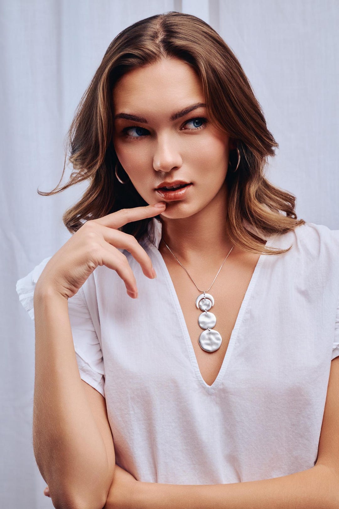 Hammered Silver Coin Charm Necklace: Organic Shape Nature-inspired ...