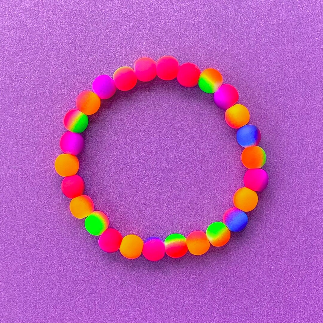 Neon Electric Parade Bracelet, Stacking Stretch Bracelet, Neon Layering ...