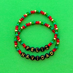 Feliz Navidad Bracelet Set, Christmas Bracelets, Holiday Jewelry - Etsy