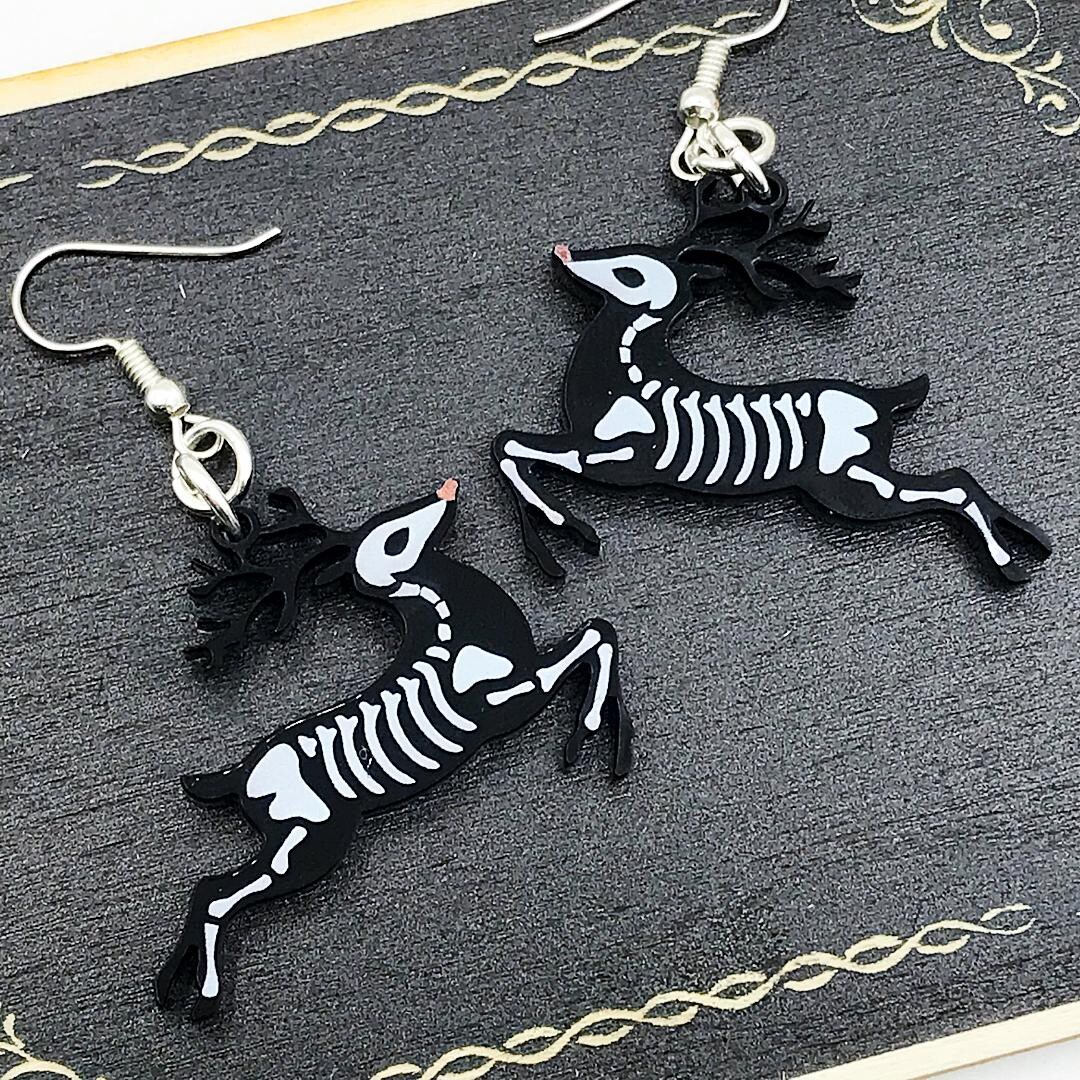 UV Printed Gothic Christmas Reindeer Earrings, Rudolph Earrings, Gothic ...