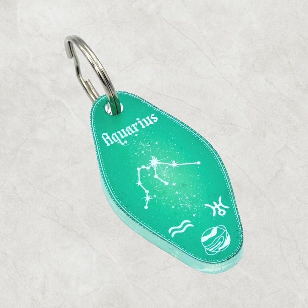 Aquarius Zodiac Keychain: Handmade Acrylic Astrology Star Sign Gift - Etsy