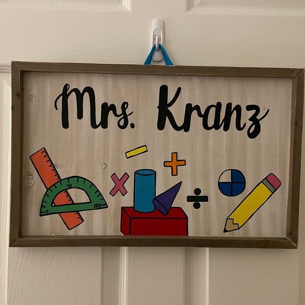 Math Teacher Door Hanger - Etsy