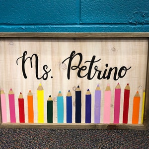 Colored Pencil Teacher Name Sign - Etsy