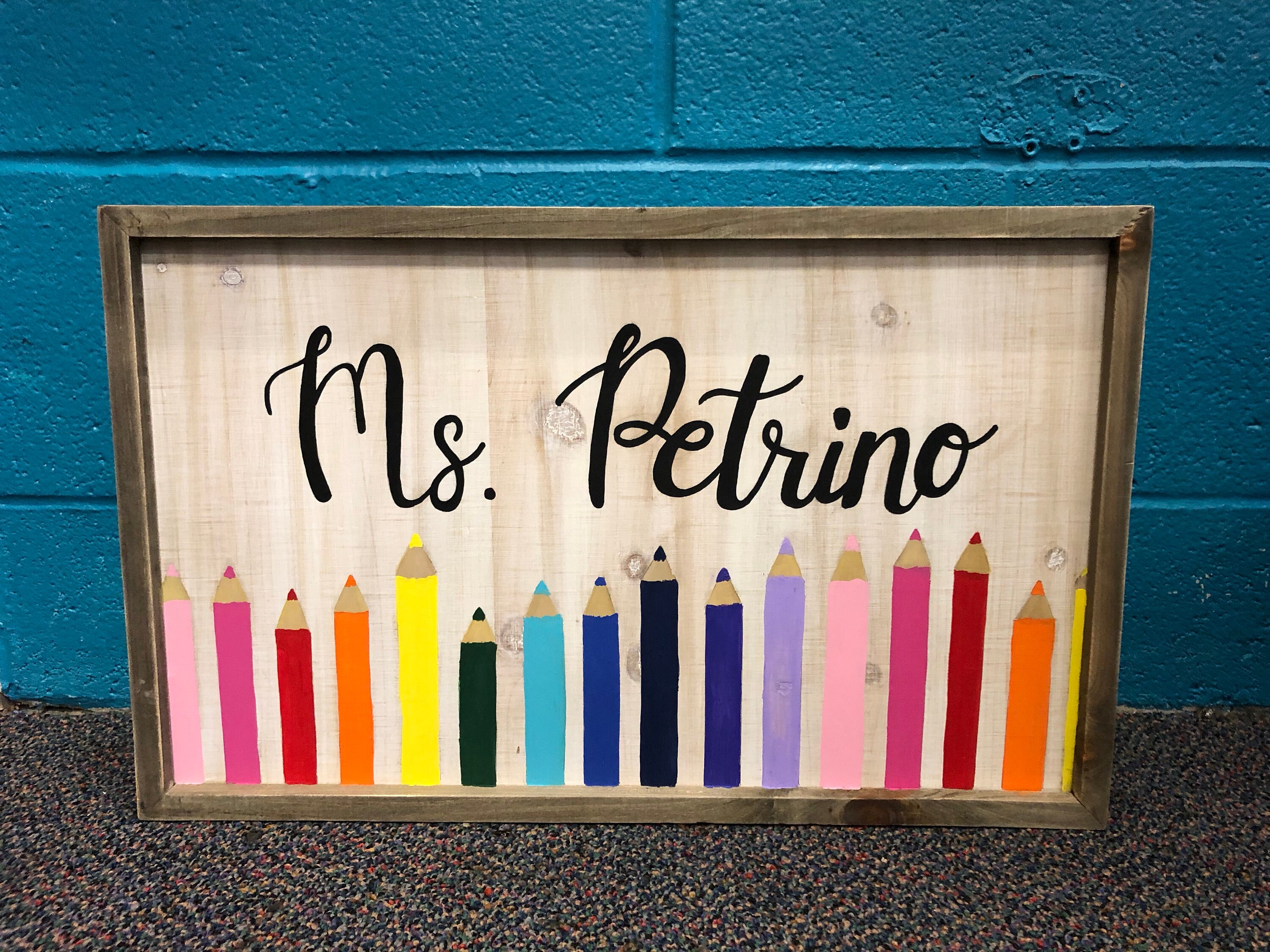 Colored Pencil Teacher Name Sign - Etsy