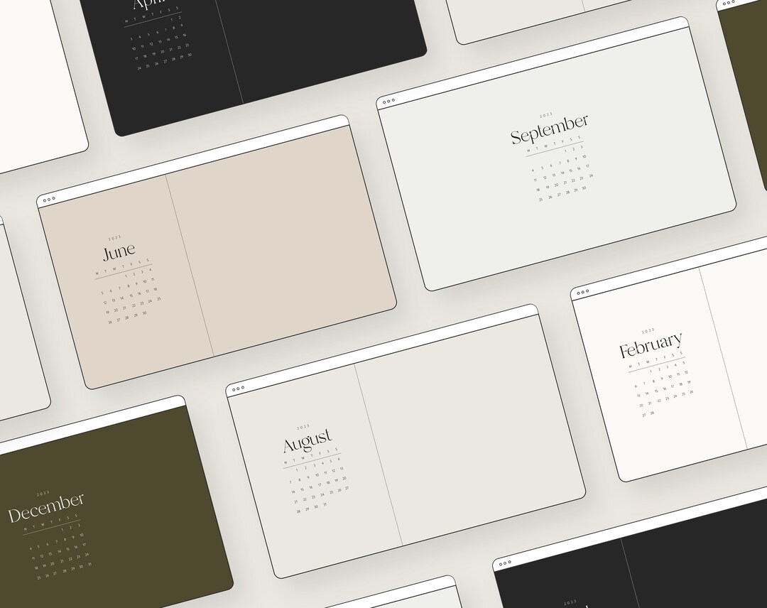 2023 Monthly Desktop Calendar Wallpaper Minimal Neutral Calendar and ...