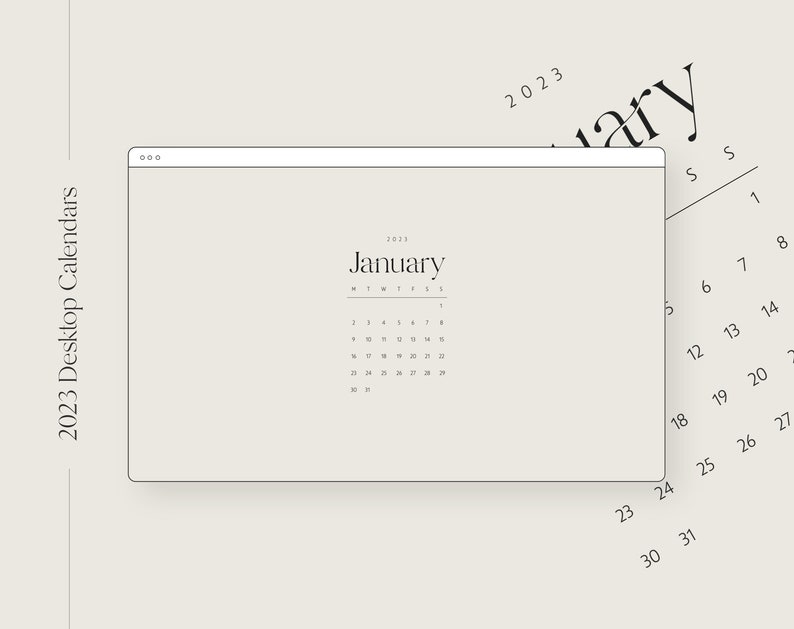 2023 Monthly Desktop Calendar Wallpaper Minimal Neutral Calendar and ...