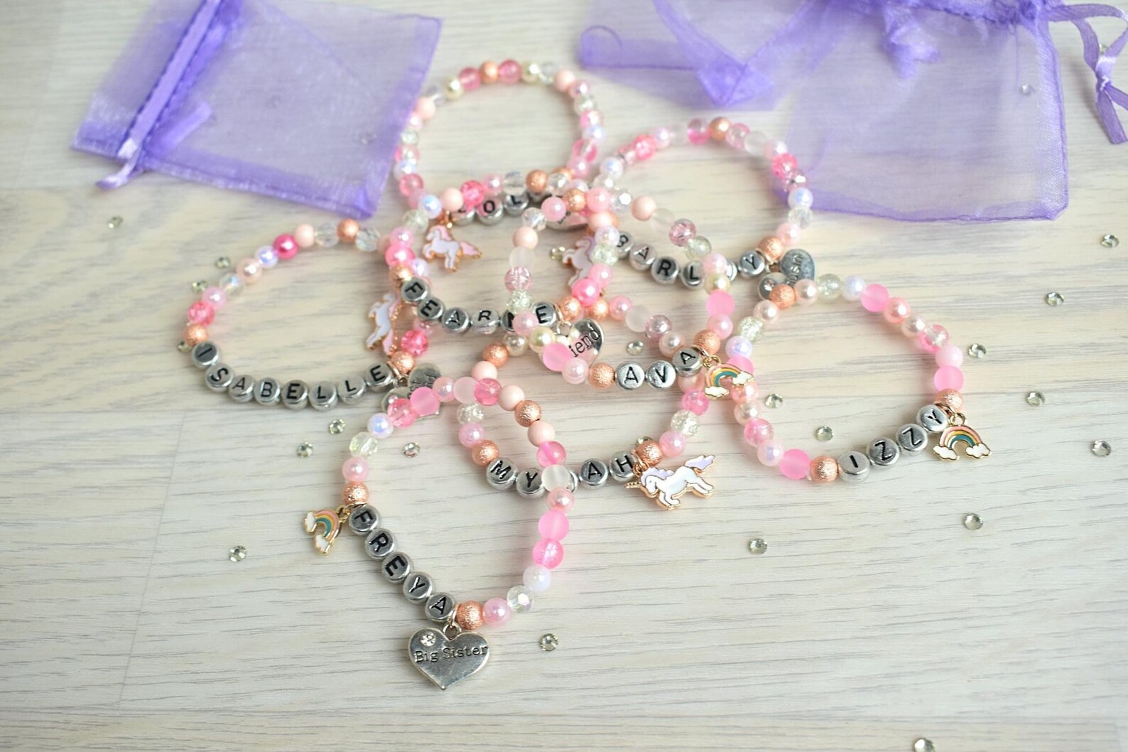 Kids Personalised Bracelets. Sibling Gift. Big Sister Present. - Etsy UK