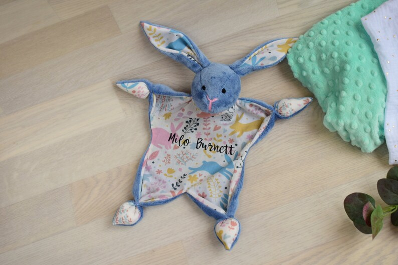 Baby Personalised Bunny Comforter. Baby Soft Toy. Baby Boy Gift ...