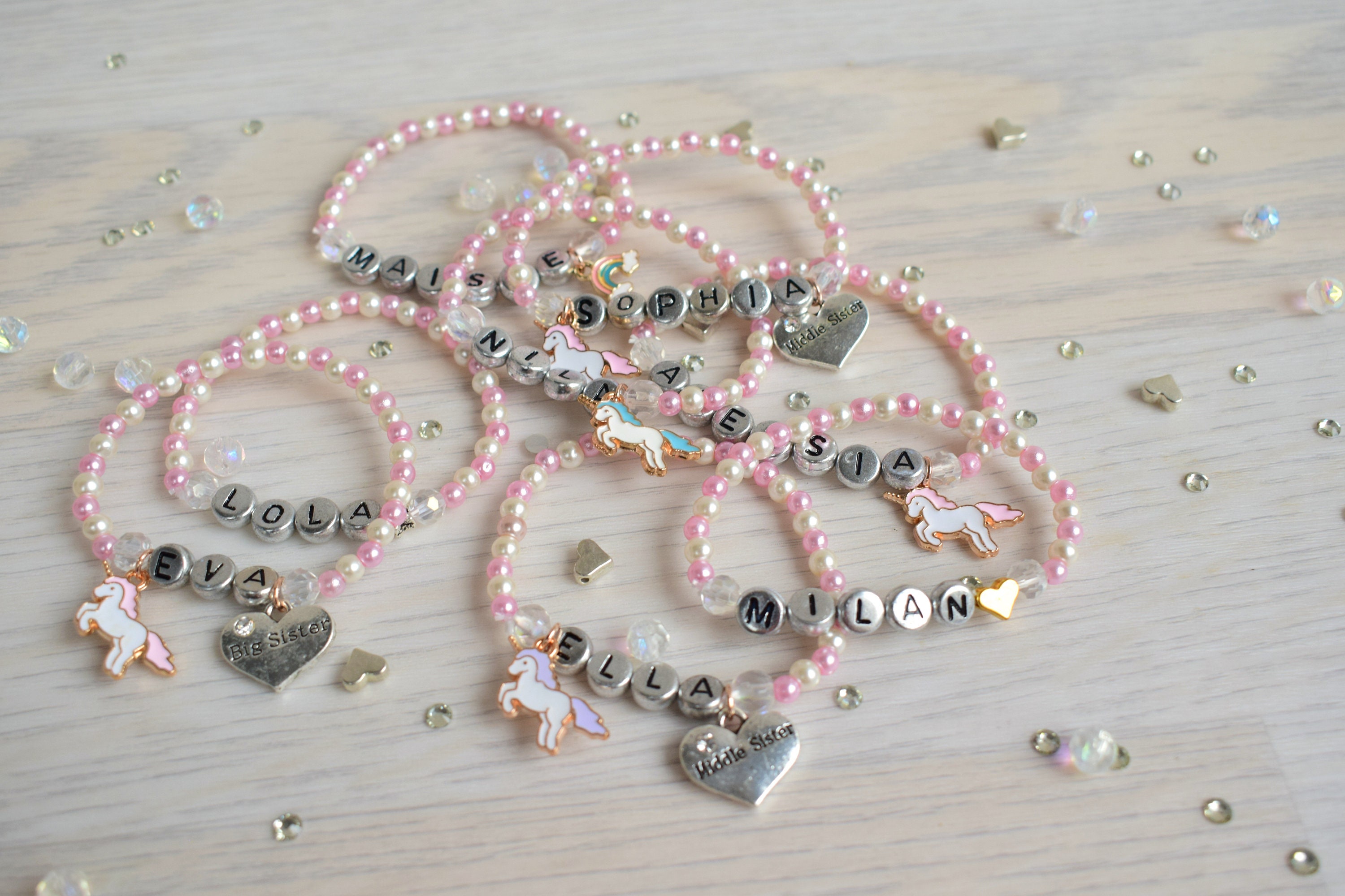 Kids Personalsed Bracelets. Sibling Gift. Big Sister Present. - Etsy