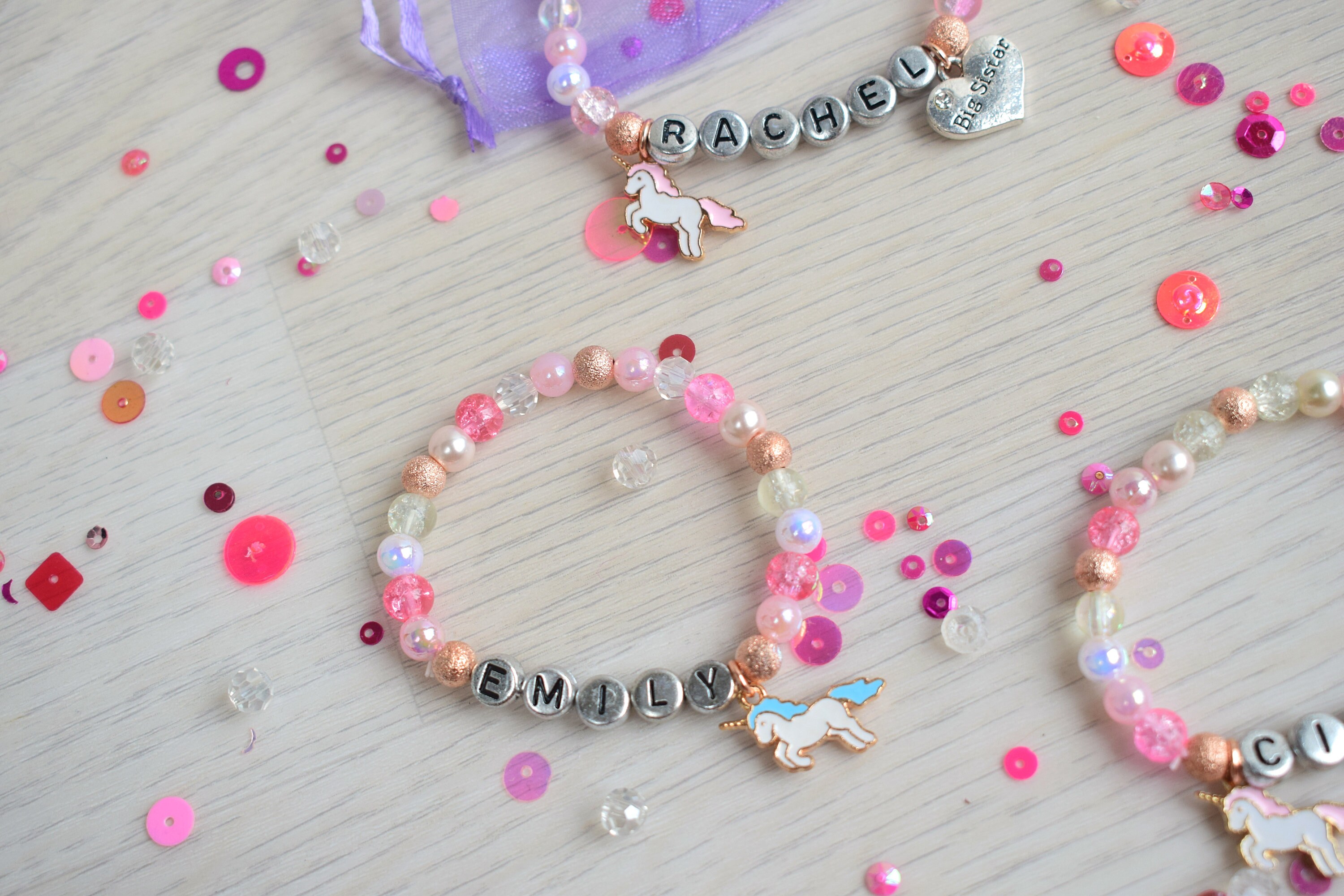 Kids Personalised Bracelets. Sibling Gift. Big Sister Present. | Etsy