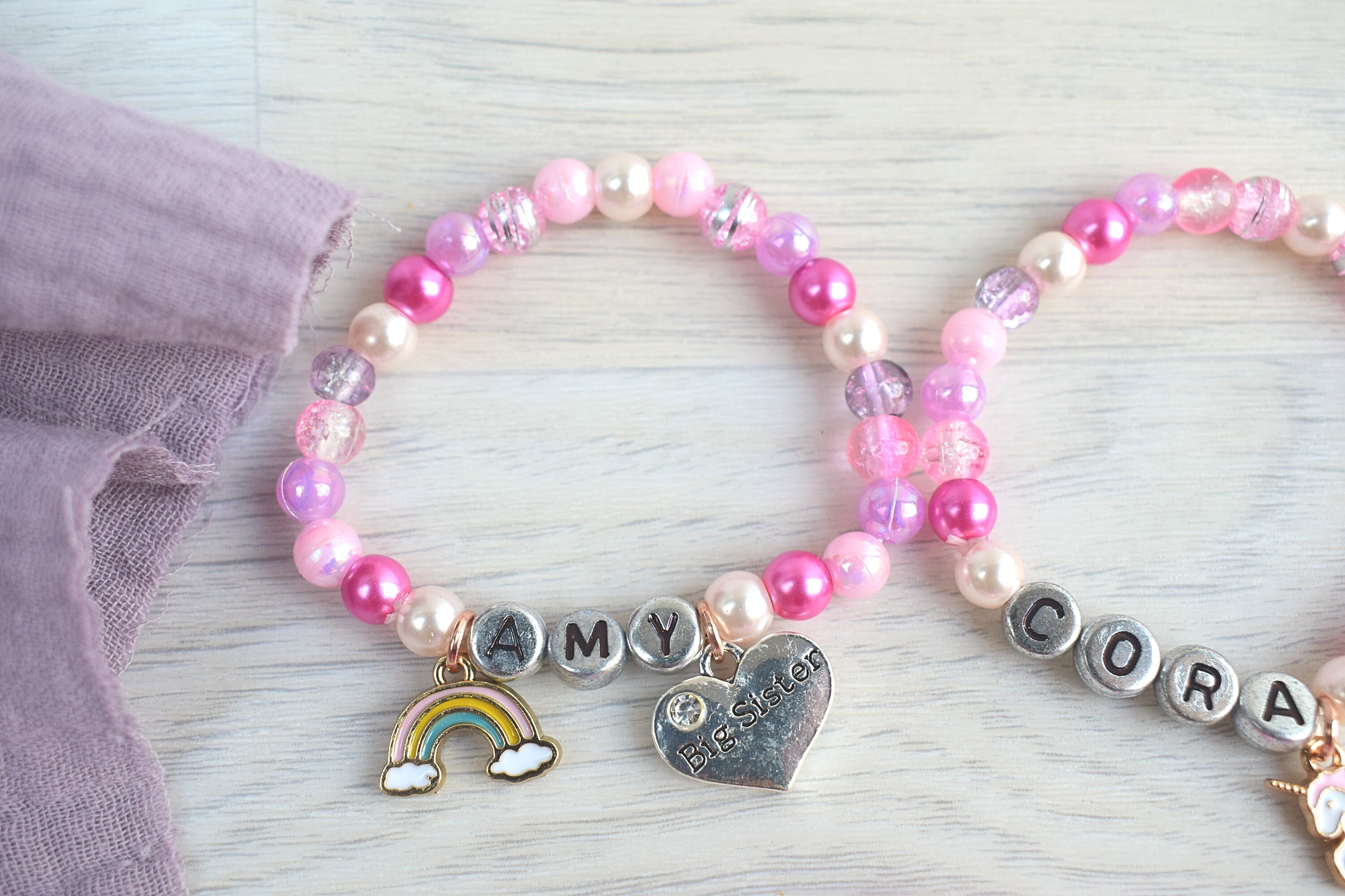 Kids Personalised Bracelets. Sibling Gift. Big Sister Present. - Etsy UK