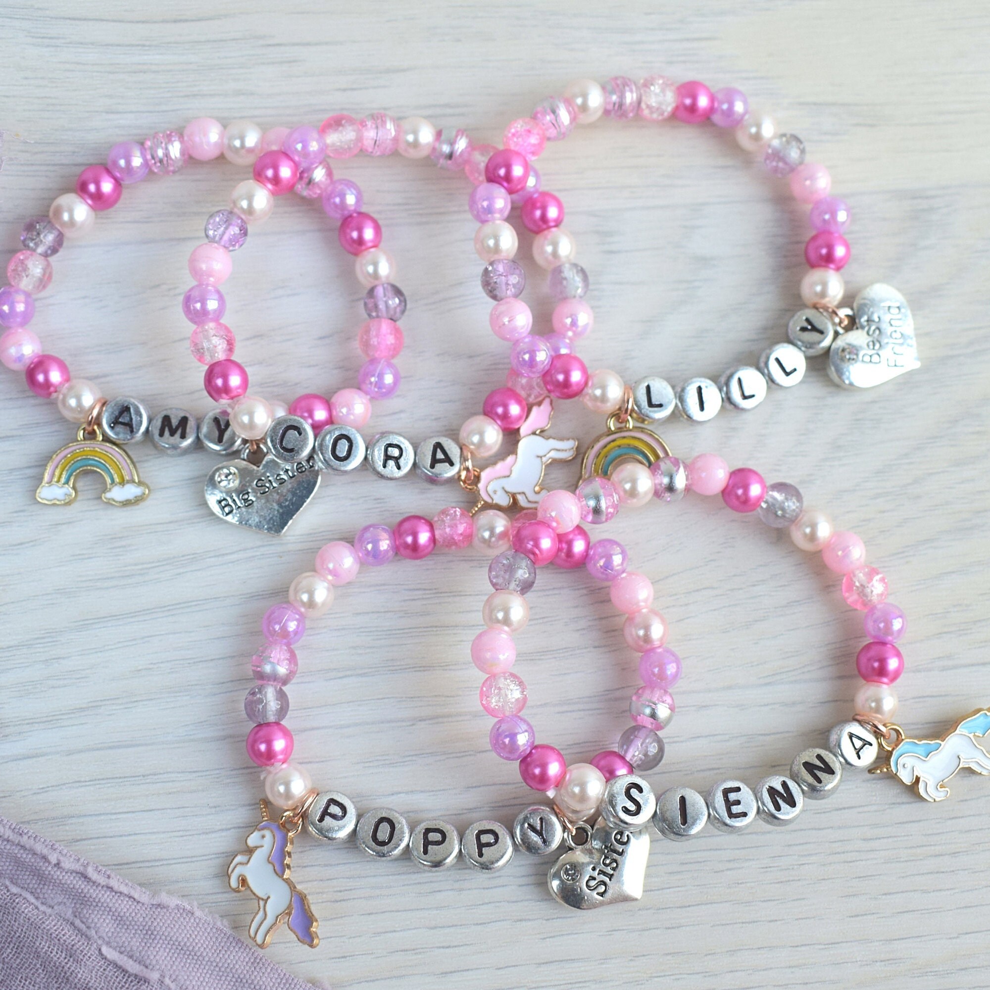 Kids Personalised Bracelets. Sibling Gift. Big Sister Present. - Etsy UK
