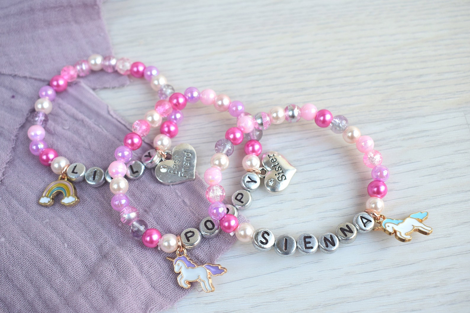 Kids Personalised Bracelets. Sibling Gift. Big Sister Present. - Etsy UK