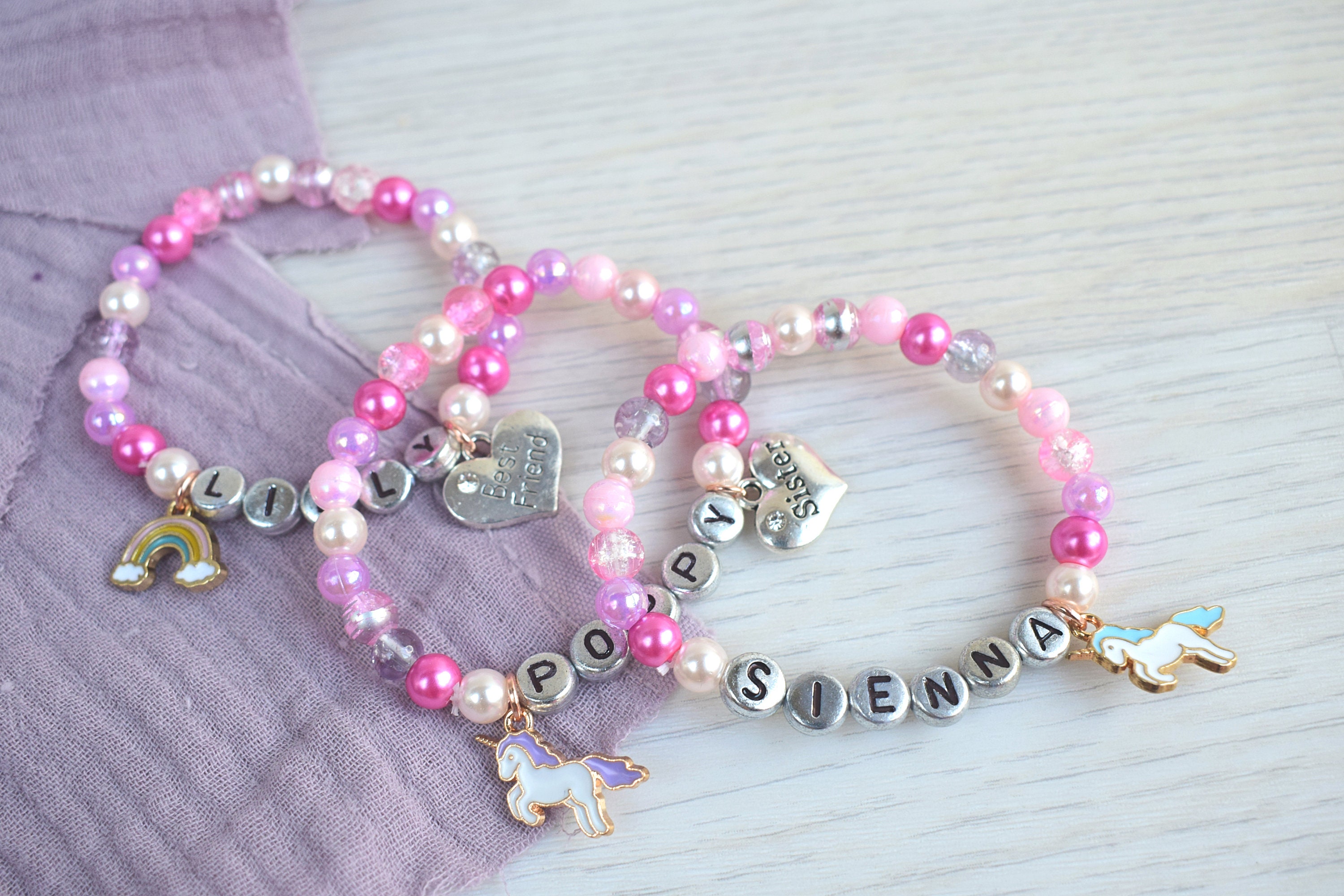Kids Personalised Bracelets. Sibling Gift. Big Sister Present. - Etsy UK