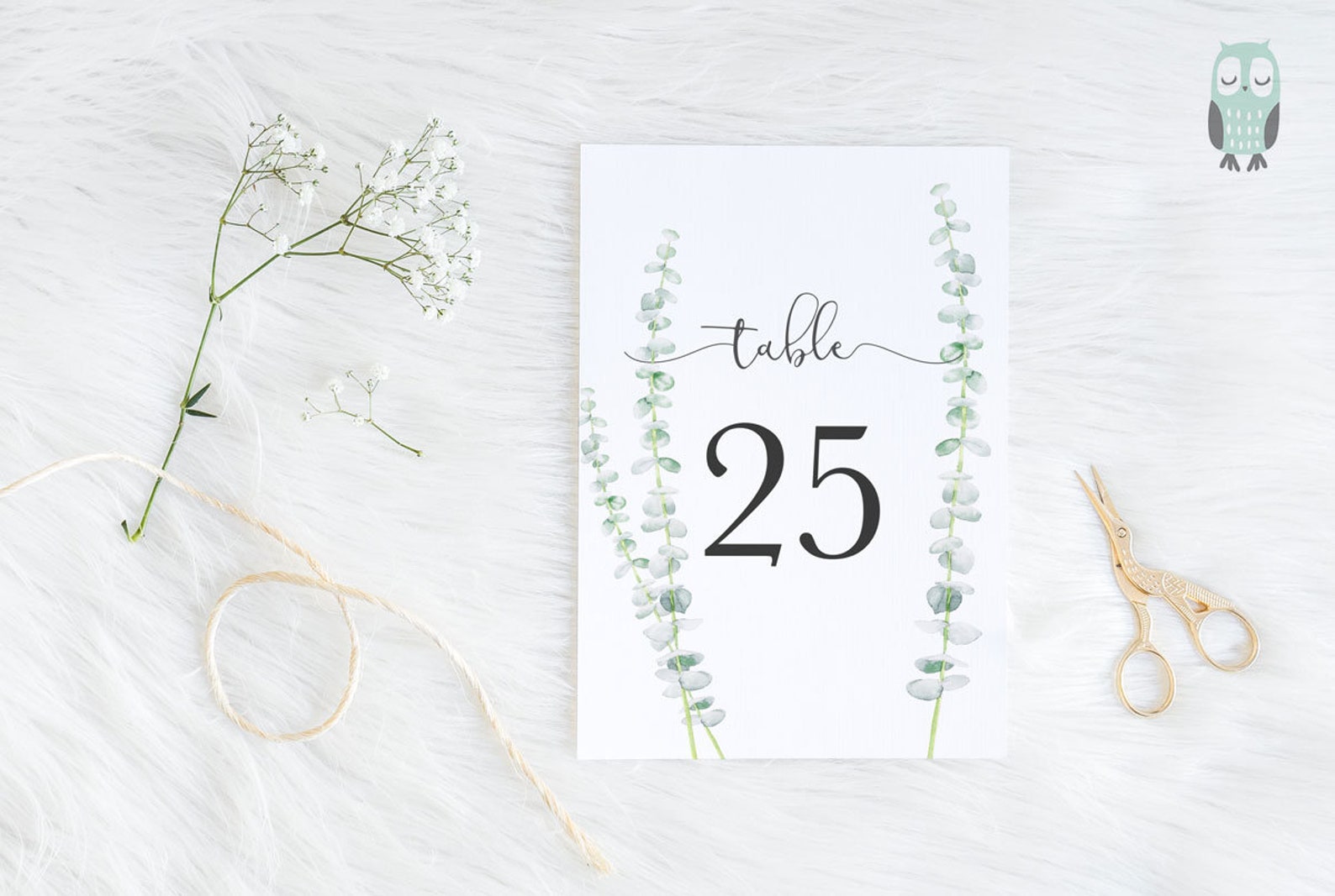 A5 Table Numbers With Eucalyptus Greenery Foliage DIY - Etsy