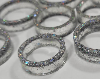 Silver Holographic Glitter Resin Ring / Unisex Ring / Resin - Etsy