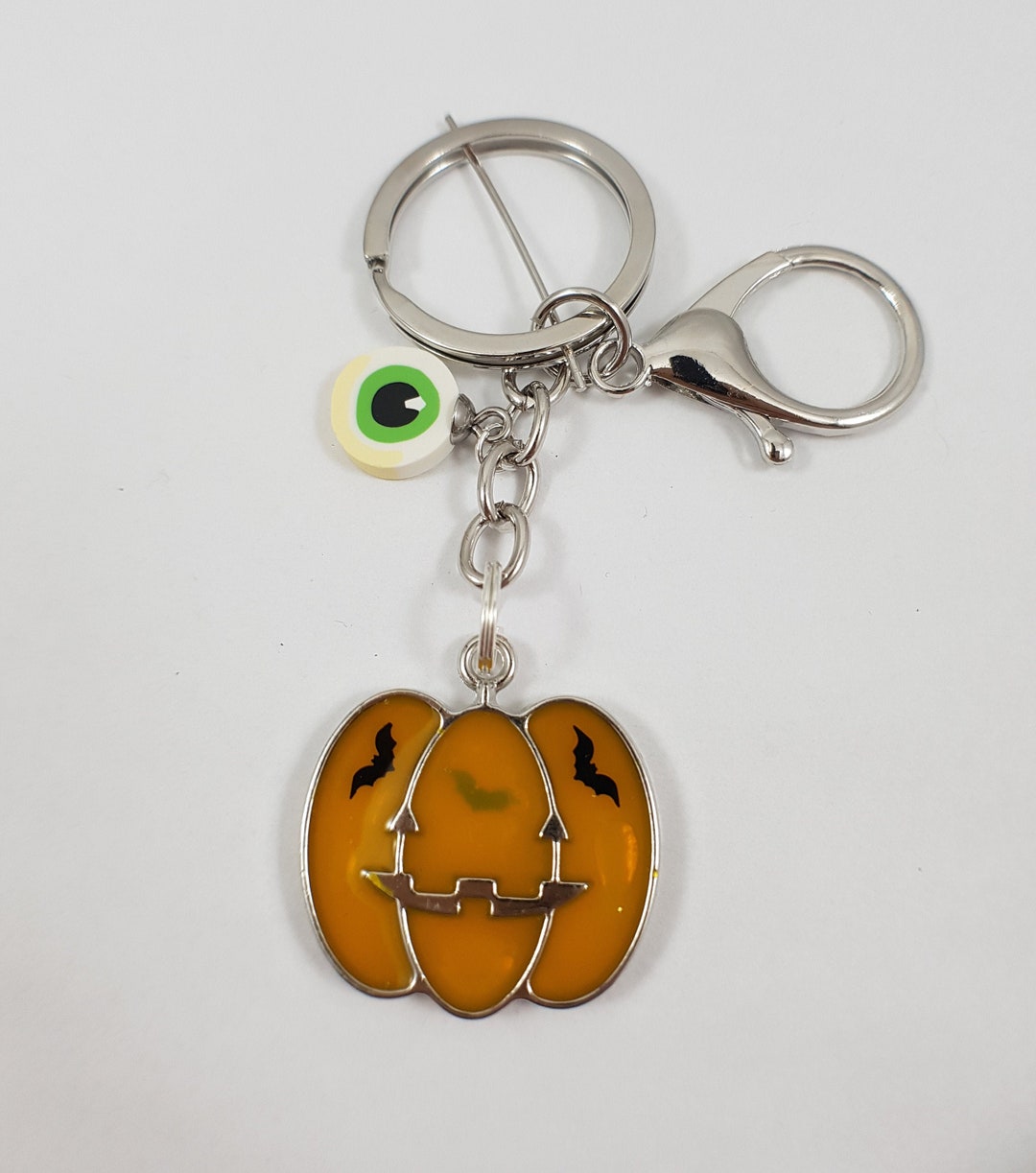 Pumpkin Keychain / Bat Pumpkin Jewelry / Halloween Keychain / Halloween ...