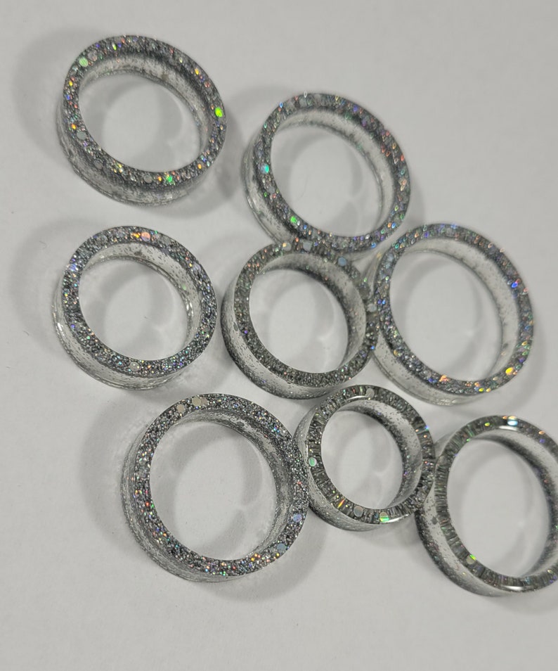 Silver holographic glitter resin ring / unisex ring / resin | Etsy