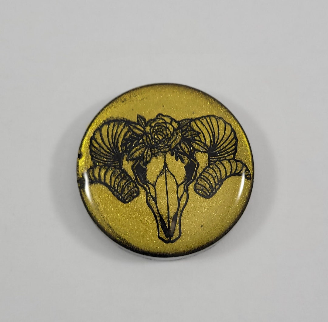 Ram Skull Rose Magnet / Animal Skull Magnet / Ram Horns Magnet / Fridge ...