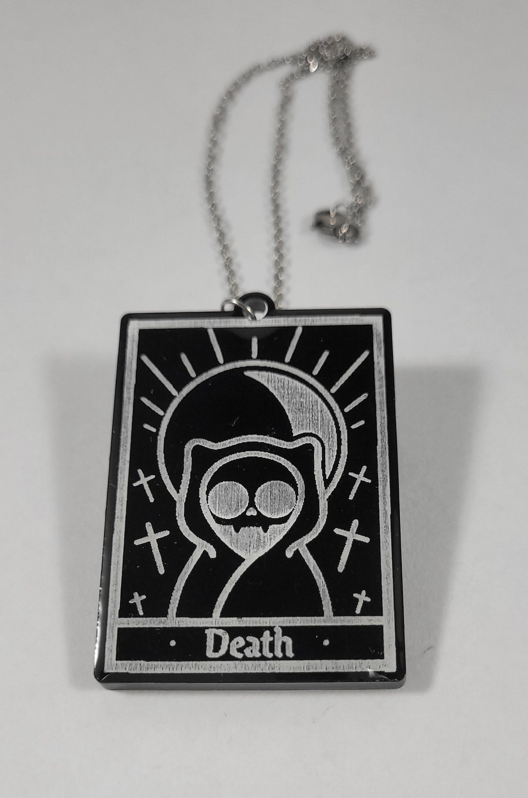 Cat Reaper Tarot Card Necklace / Cat Lover Gift / Halloween Jewelry ...