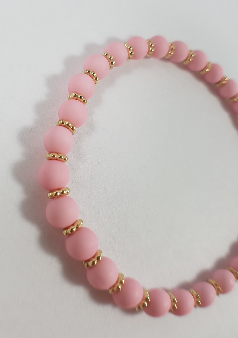Pastel Pink and Gold Beaded Stretch Bracelet / Pastel Jewelry - Etsy