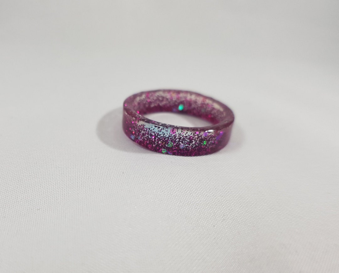 Transparent Pink Glitter Ring / Unisex Ring / Unique Gift for Her or ...