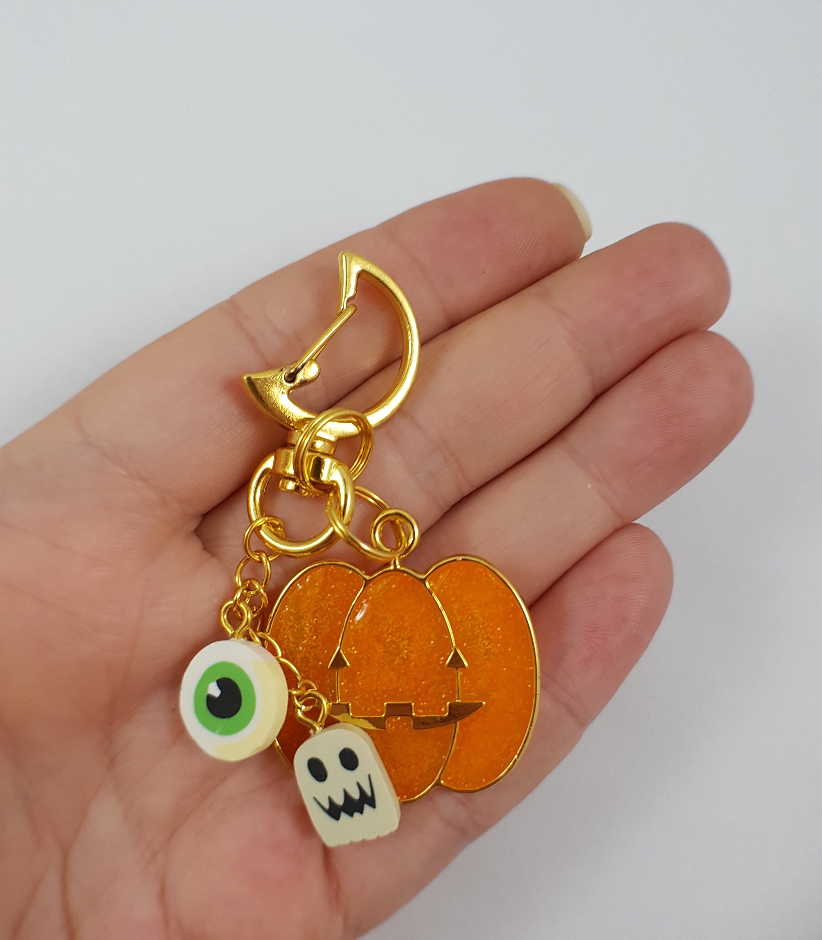 Pumpkin keychain / neon pumpkin jewelry / halloween keychain / | Etsy