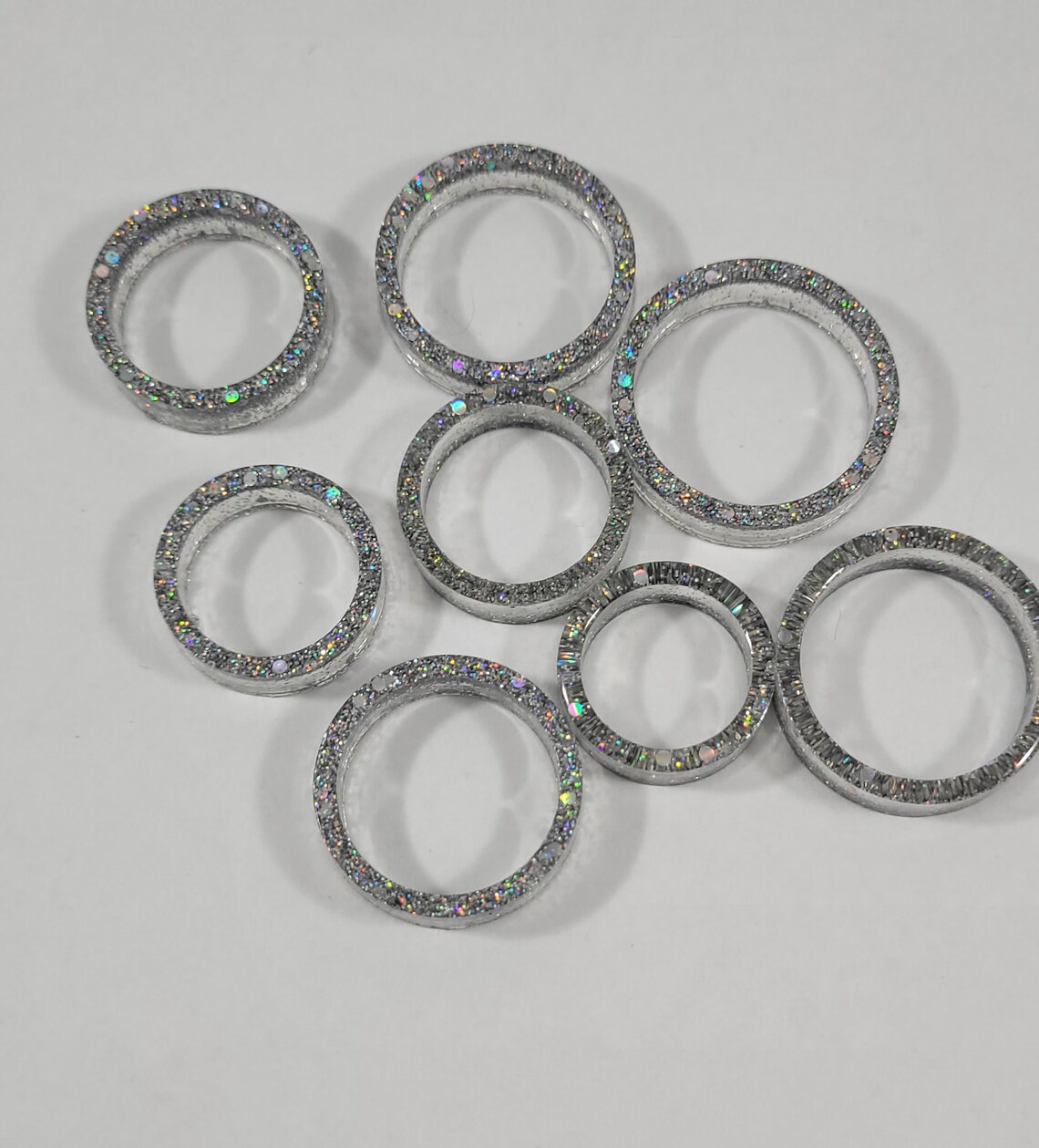 Silver holographic glitter resin ring / unisex ring / resin | Etsy