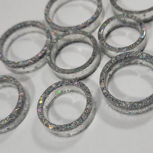 Silver Holographic Glitter Resin Ring / Unisex Ring / Resin Jewelry ...