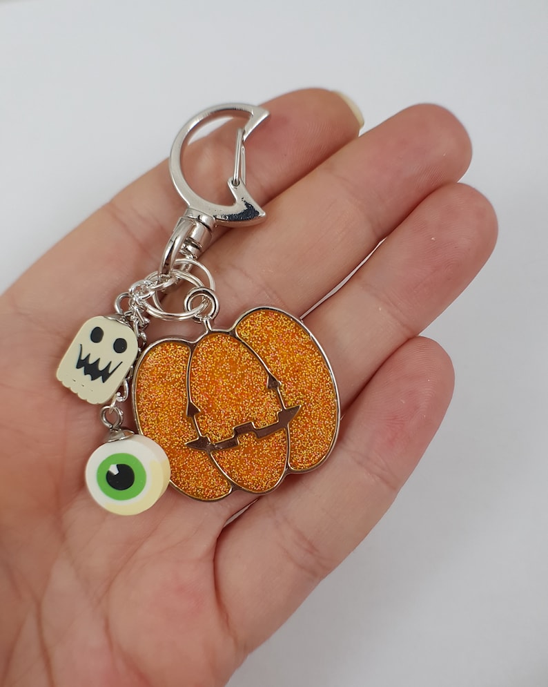Pumpkin Keychain / Neon Pumpkin Jewelry / Halloween Keychain / - Etsy